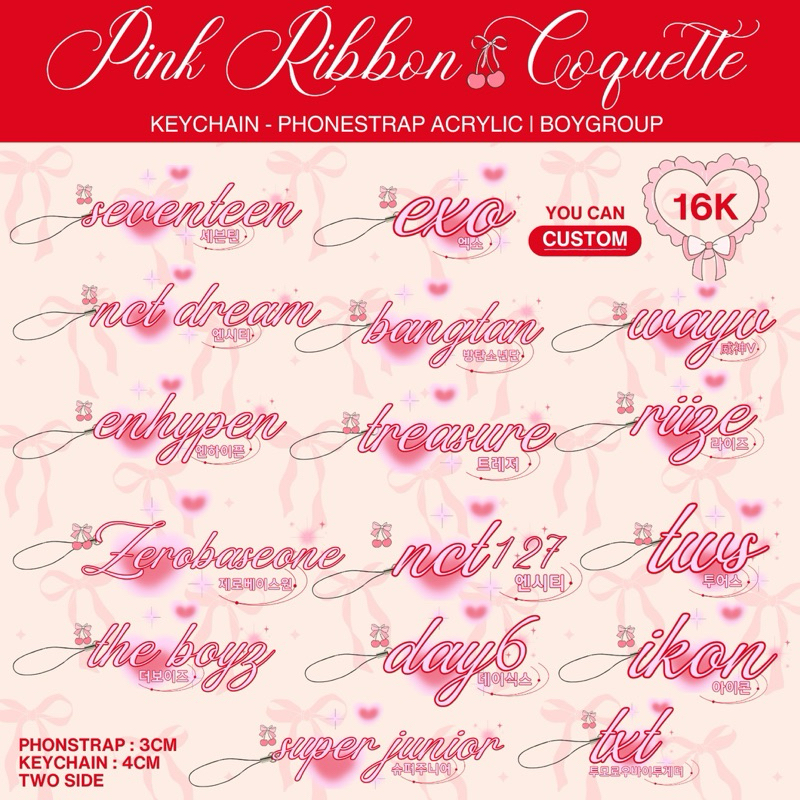 Jual KEYCHAIN PHONESTRAP ACRYLIC PINK RIBBON COQUETTE KPOP MURAH ...