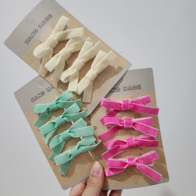 Jual Handmade Jepit pita rambut velvet polos blink hairclip jennie ...