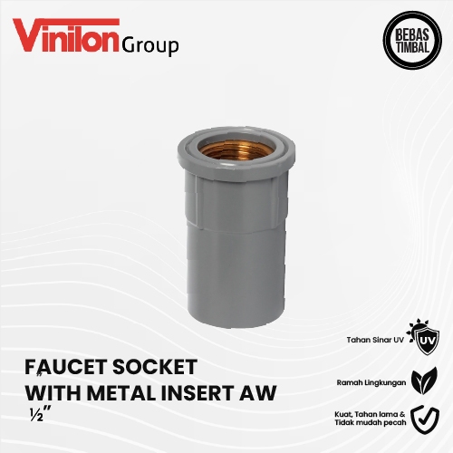 Jual Faucet Socket Metal Insert PVC AW 1/2 Inch Vinilon | Shopee Indonesia
