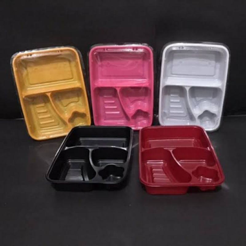 Jual (ISI 25PCS )Mika Bento 4 Sekat Putih/ Box Bento/ Mika Lunch Box ...