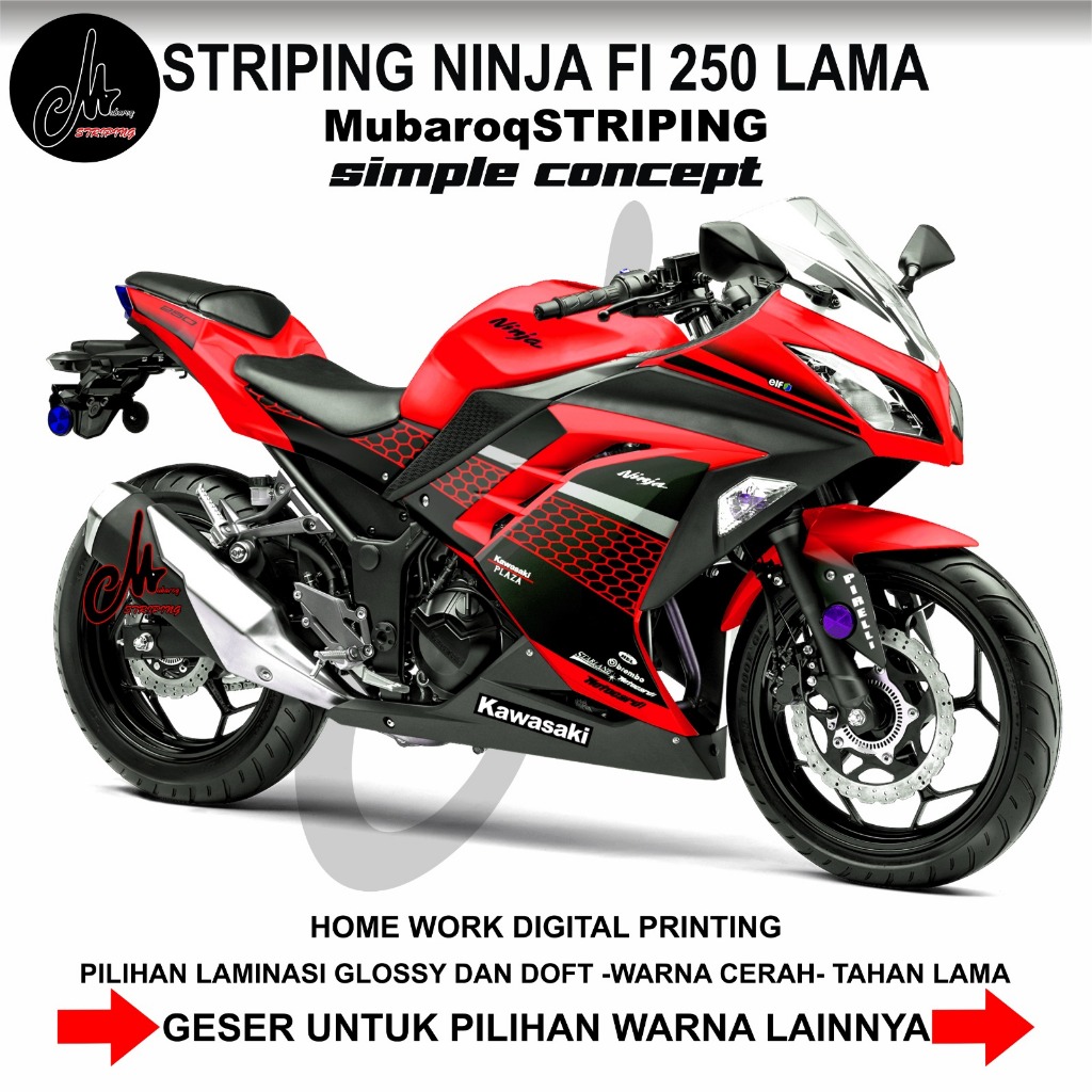 Jual Stiker Striping Ninja250 Fi Old Simple Concept / Sticker Decal ...