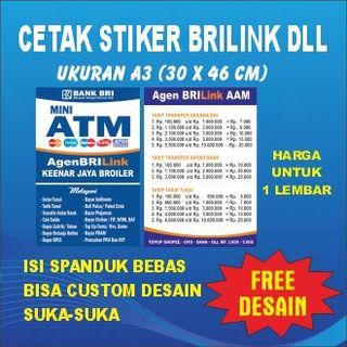 Jual Stiker Tarif Transfer BRILink Uk. 30 x 46 cm Untuk ditempel ...
