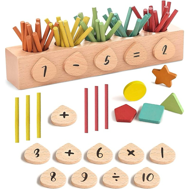 Jual montessori counting sticks shape recognition math toys mainan ...