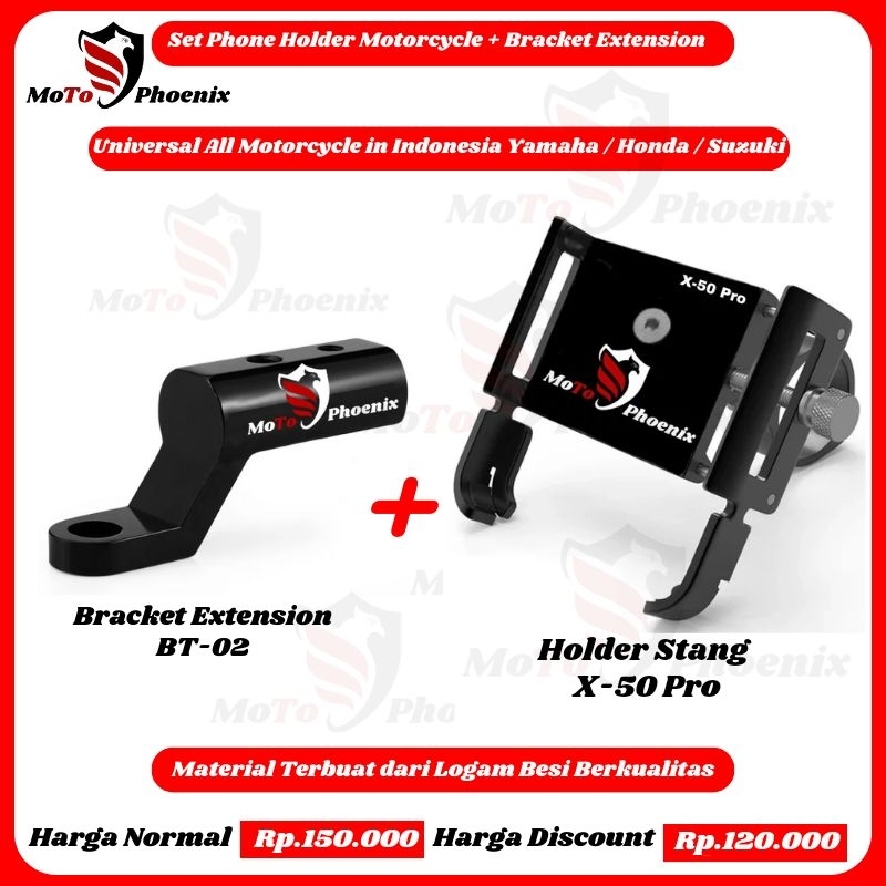 Jual [ FULLSET ] Holder Stang Motor X-50 Pro + Bracket Extension Spion ...
