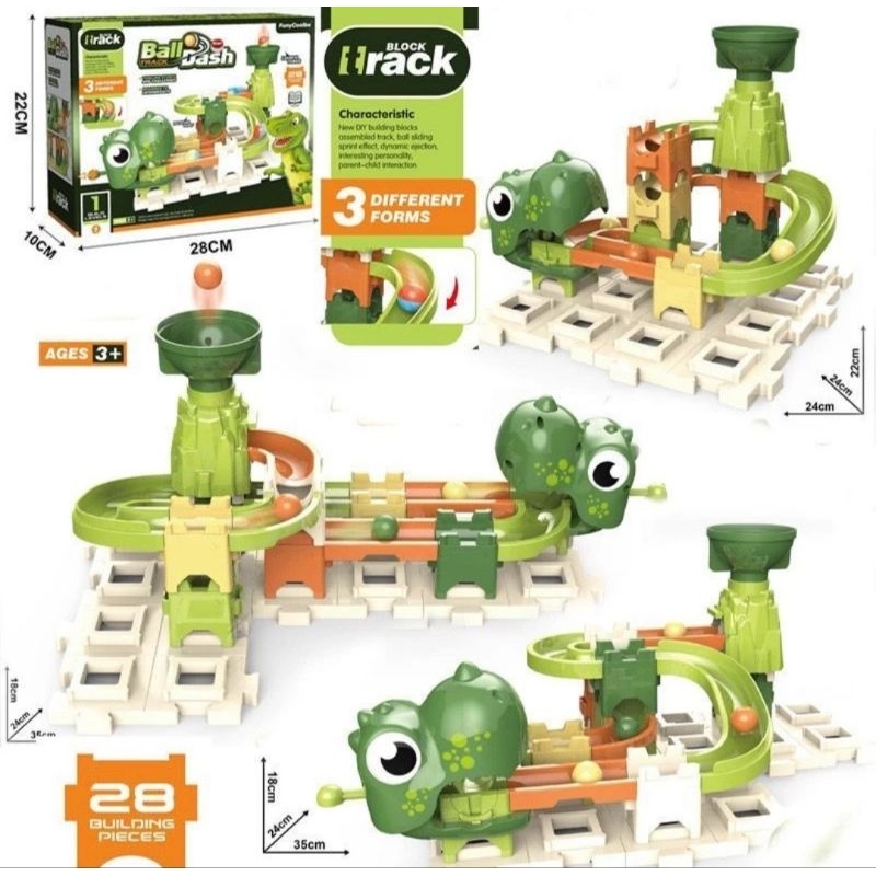Jual MAINAN ANAK TRACK KELERENG MARBLE BALL DINO BALOK SUSUN DINOSAURUS ...