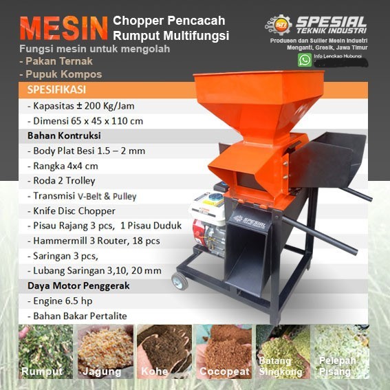 Jual Mesin cacah rumput multifungsi jumbo kapasitas 1 ton | Shopee ...