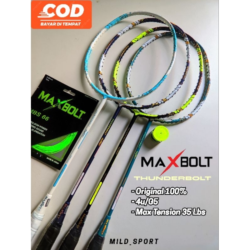 Jual Raket Badminton Bulutangkis MAXBOLT THUNDERBOLT 35 Lbs ORIGINAL ...