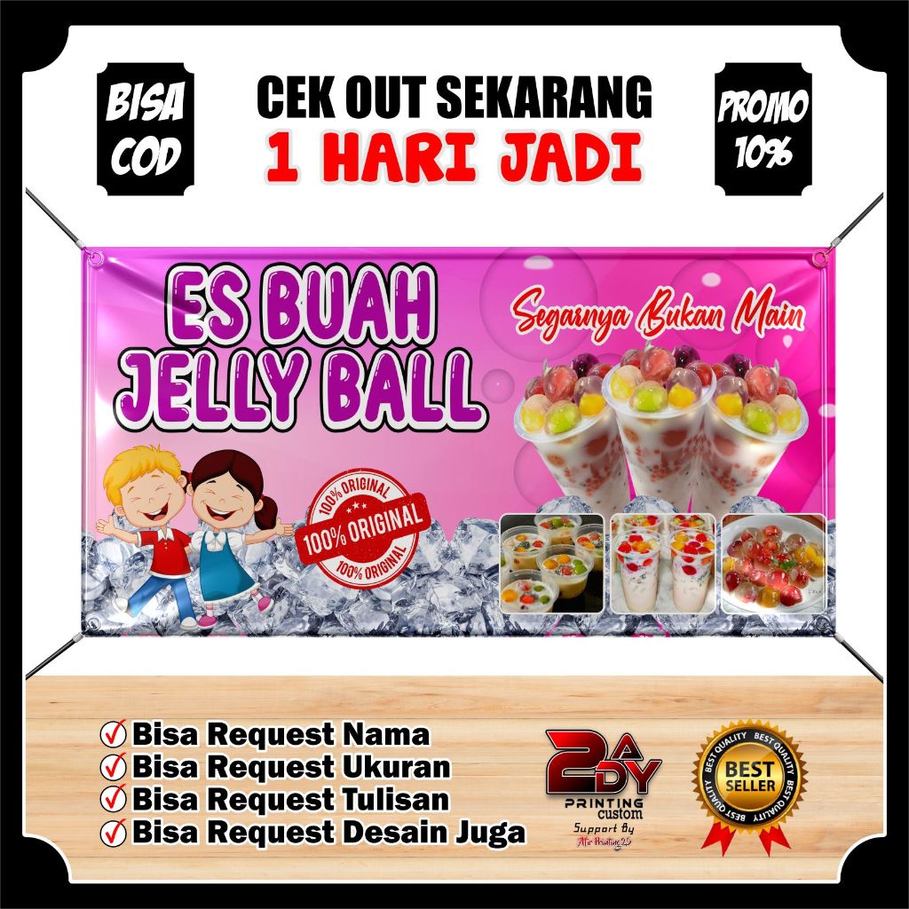 Jual Banner Es Susu Jelly, Spanduk Es Fruit Jelly Ball,, ukuran 100x50 ...