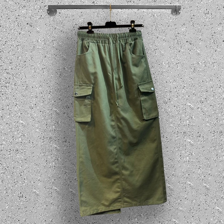 Jual rok jeans cargo wanita panjang oversize terbaru hijau rok jeans ...