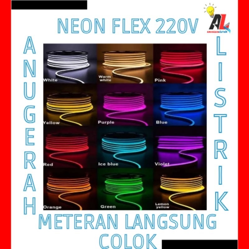 Jual LAMPU LED NEON FLEX 220V, OUTDOOR/INDOOR SUPER TERANG METERAN 1 ...