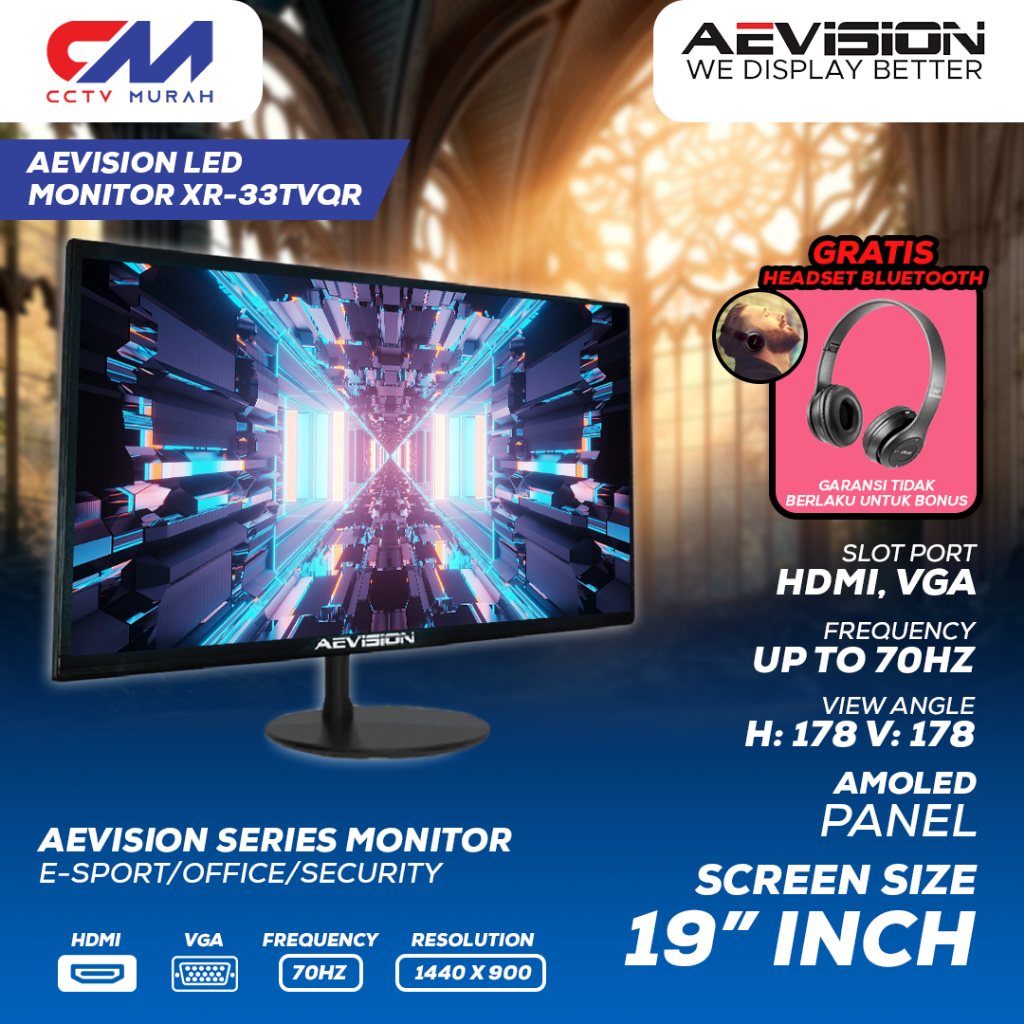 Jual Monitor LED 19 Inch Aevision Amoled Panel Resolusi Full HD ...