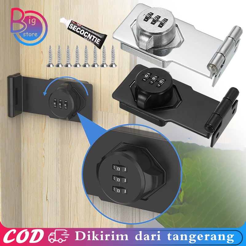 Jual Kunci Kombinasi 3 Digit 4.5inch Kunci Gembok Pintu 90 Derajat ...