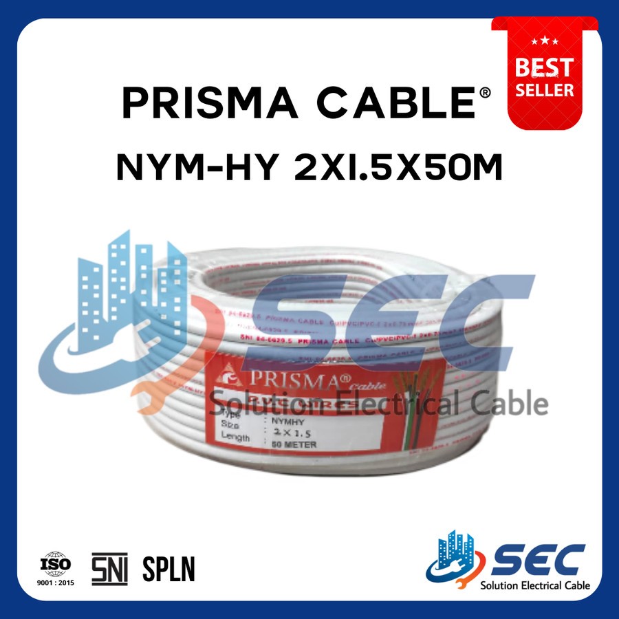 Jual Kabel Listrik Serabut NYMHY 2x1.5 mm PRISMA SNI Tembaga (Putih) | Shopee Indonesia