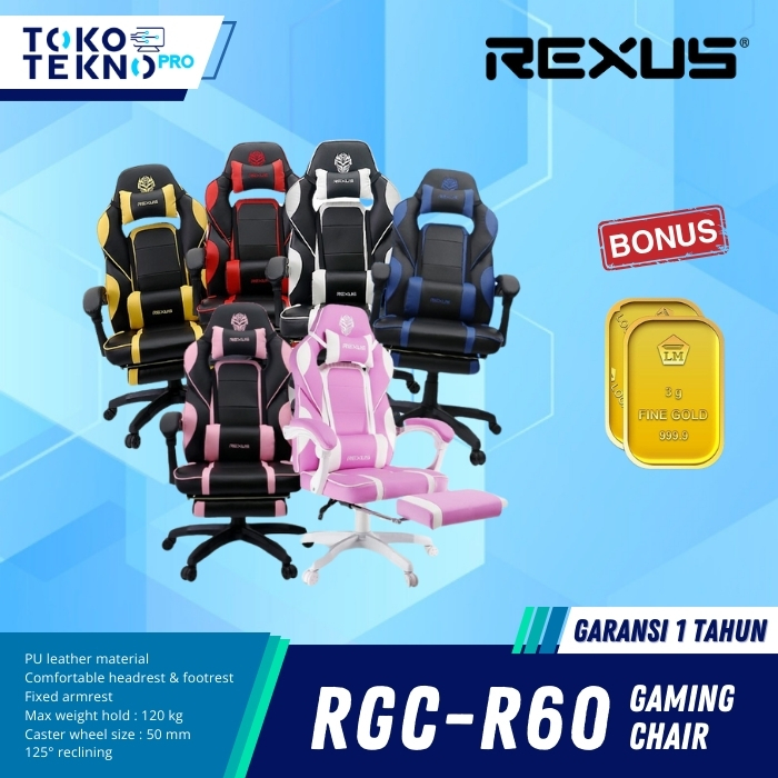 Jual Rexus R60 / RGC60 Gaming Chair Original Garansi Resmi | Shopee ...