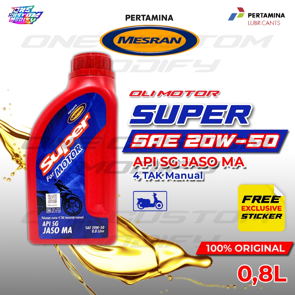 Jual Pertamina Oli Mesran Super Original 20W-50 0.8 Liter Supra Jupiter ...