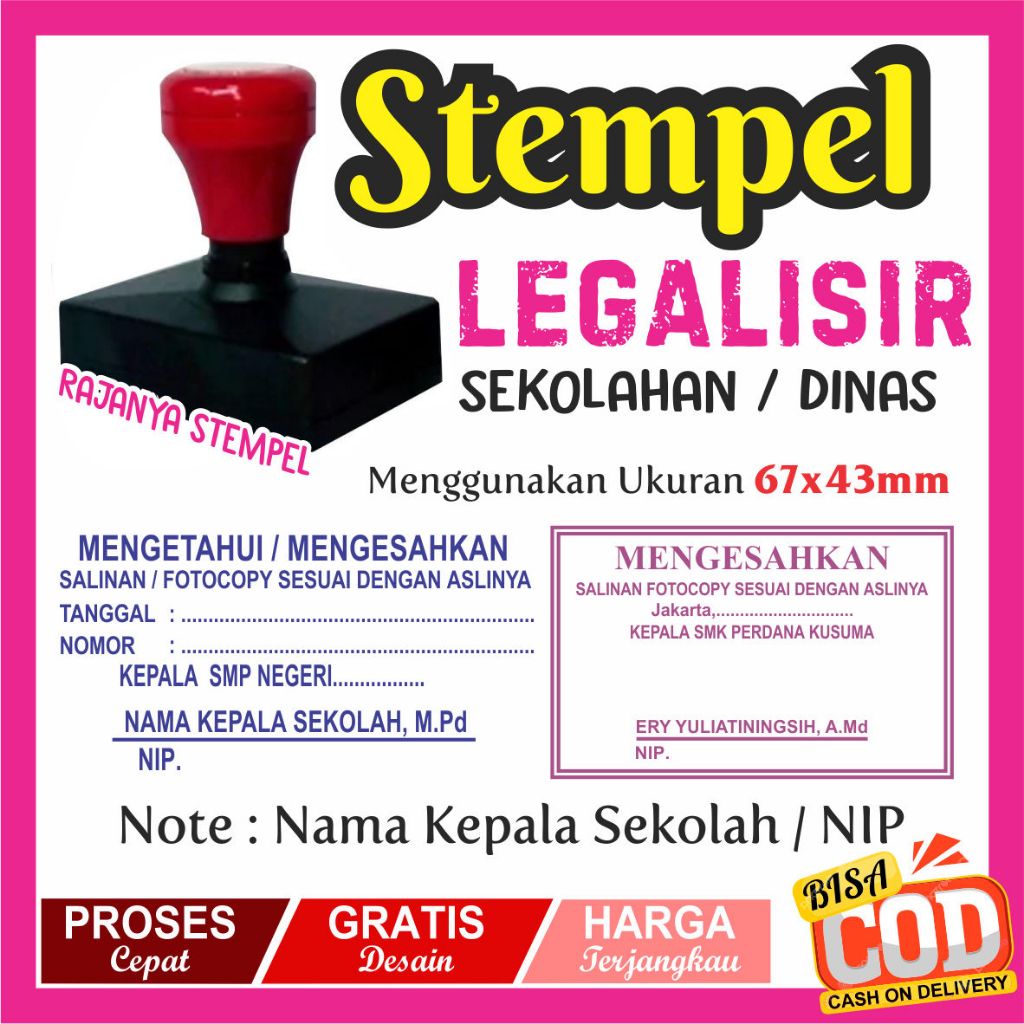 Jual STEMPEL LEGALISIR SEKOLAH YAYASAN LEMBAGA INSTANSI PEMERINTAH ...