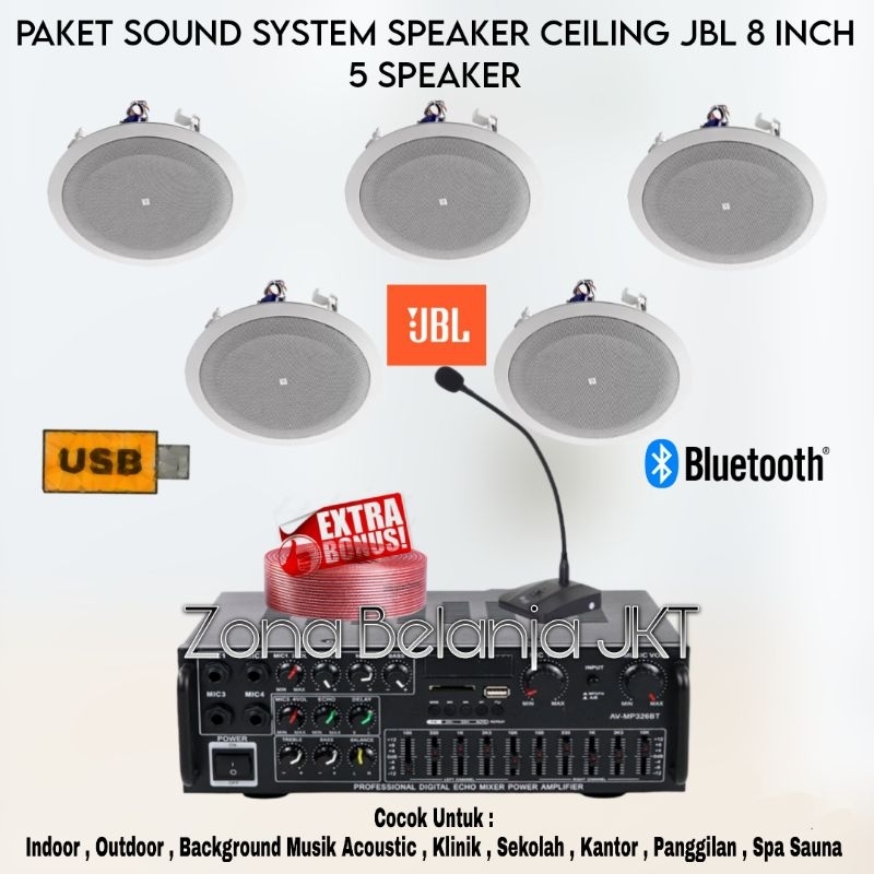 Jual PAKET SOUND SYSTEM CAFE RESTO KLINIK PANGGILAN SPEAKER CEILING JBL ...