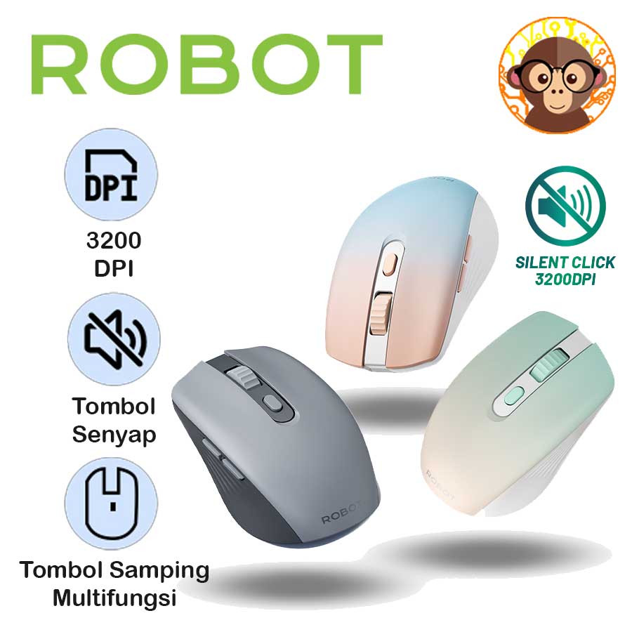 Jual Mouse Robot M370 Wireless 2.4GHz Silent Klik Optical 3200DPI ...