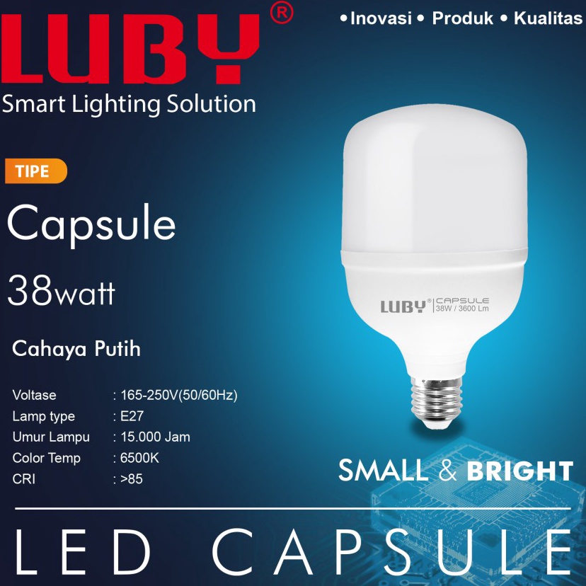 Jual Er Lampu LED LUBY Capsule 38 Watt Bohlam Bulb 38W W cahaya putih Cool Daylight CDL 65K E27 ...