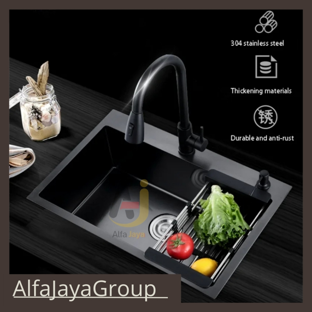 Jual INOBE - PAKET KITCHEN SINK BLACK SUS 304 UK 60X45 CMSALE KETEBALAN ...