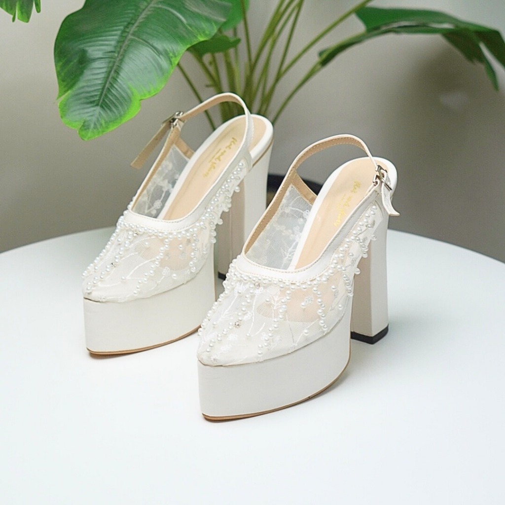 Jual Sepatu Wedding Wanita Amaisa Putih 12 CM Hak Tahu | Shopee Indonesia