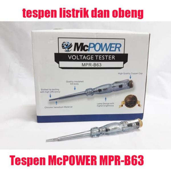 Jual Tespen McPower MPR B63 / Testpen Voltage Tester 100V-500V Obeng b ...