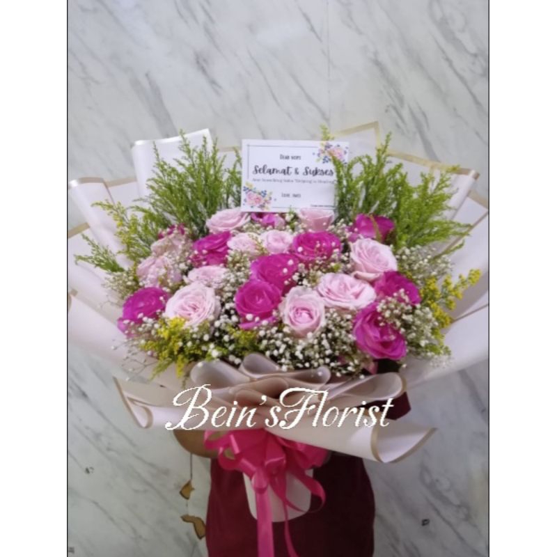 Jual BEINS-BUCKET BUNGA MAWAR ASLI / PINK MUDA /PINK TUA / BABYBREATH ...