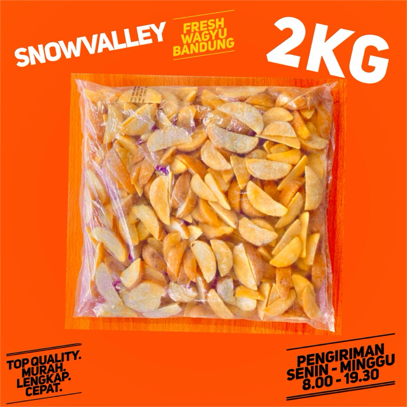 Jual POTATO WEDGES CURAH SKIN ON IMPORT FROZEN Kentang Goreng 2KG ...