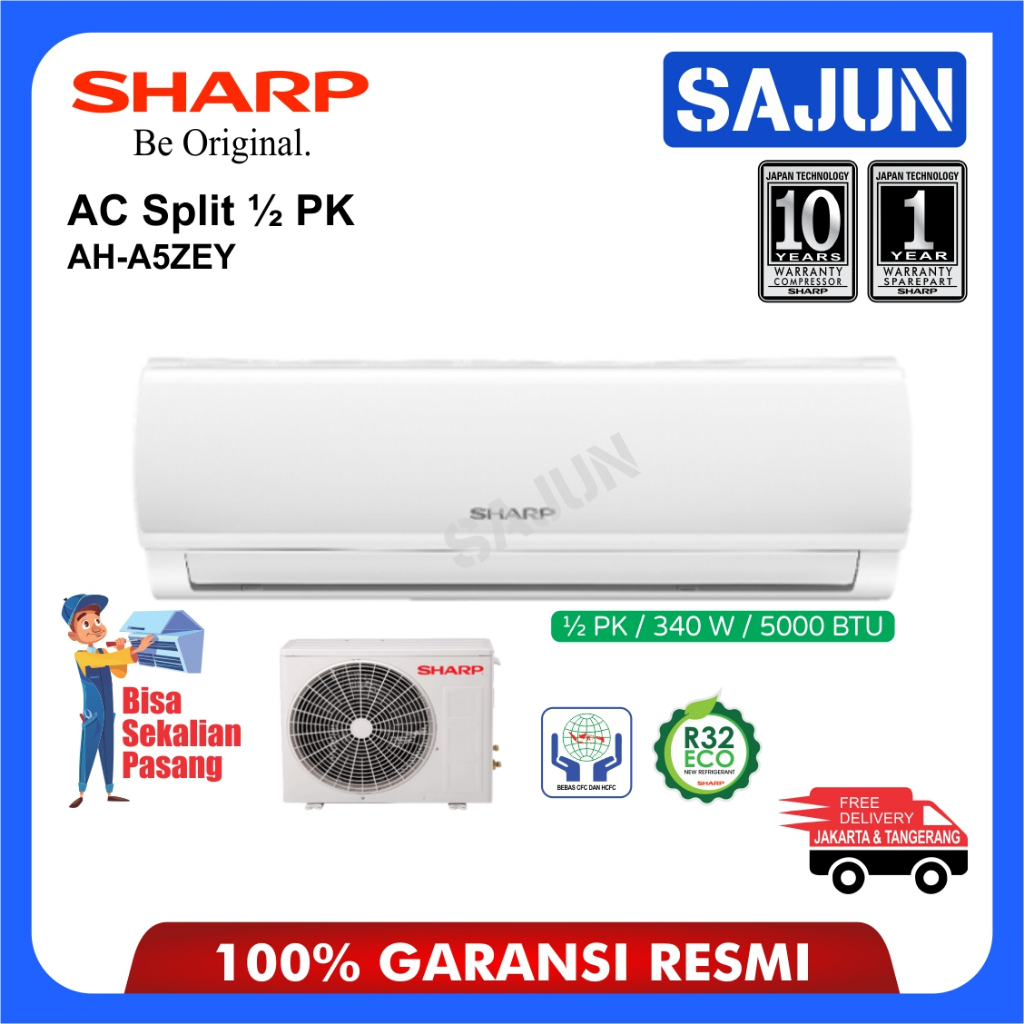 Jual Sharp AC Split 0.5 PK AH-A5ZEY Air Conditioner 1/2 PK AHA5ZEY | Shopee Indonesia