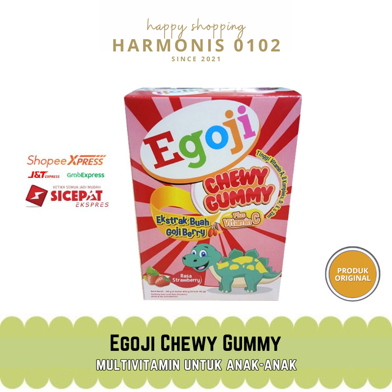 Jual Egoji Chewy Gummy Rasa Strawberry 1 Sachet isi 10 Butir Egoji ...