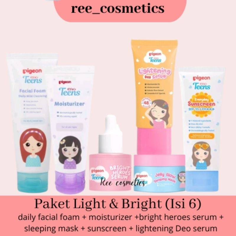 Jual Pigeon Teens Paket Lengkap Light & Bright Skincare Anak Remaja ...