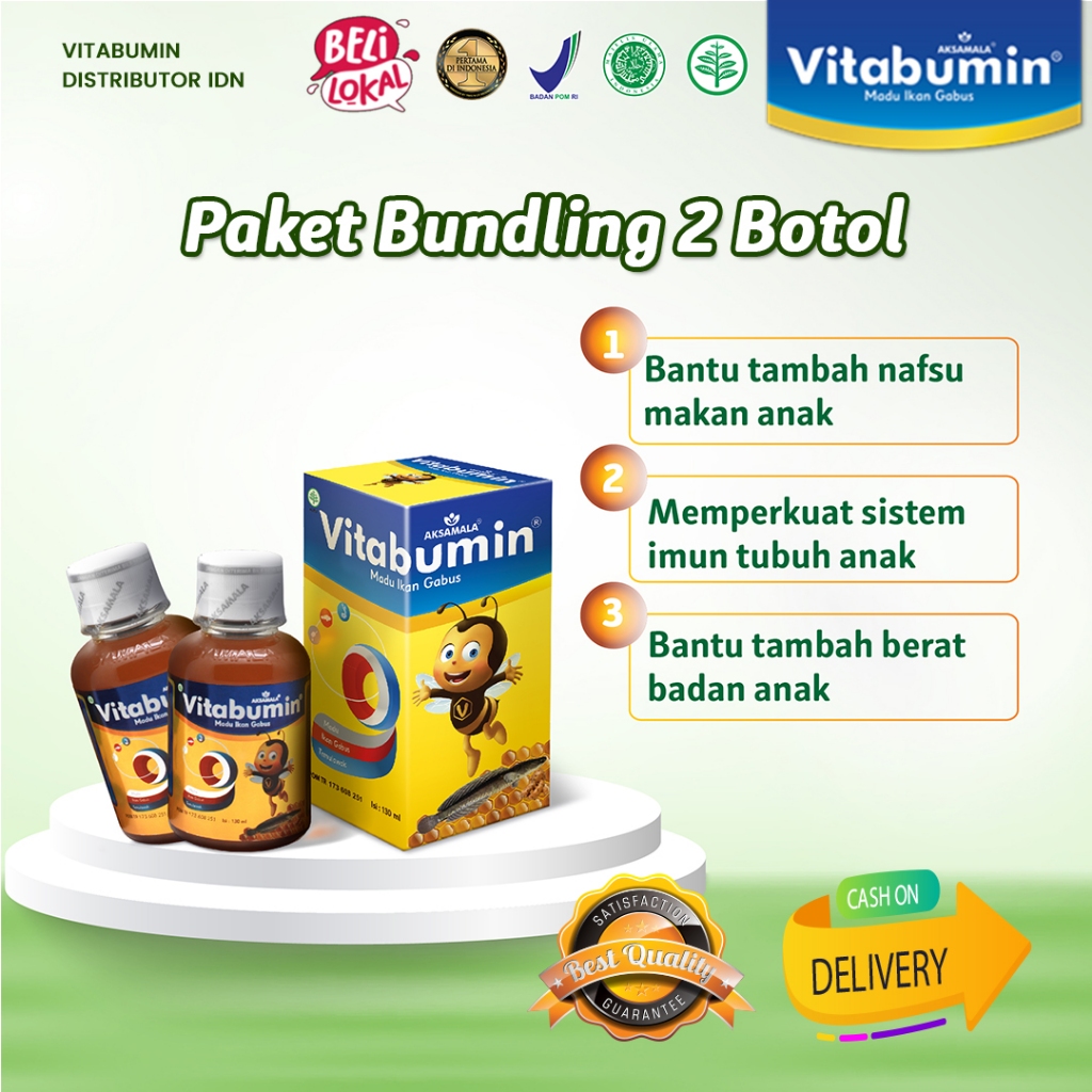 Jual PAKET 2 BOTOL VITABUMIN 130ml | Madu Anak Ekstrak Ikan Gabus - Membantu Menambah Nafsu ...
