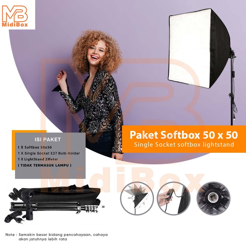 Jual Paket Softbox Lighting Midio B1 Softbox 50x50 Plus Tripod Stand Untuk Reflector Studio ...
