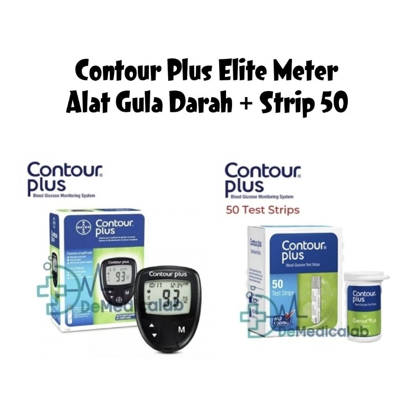 Jual Contour Plus Elite Meter (Alat Gula Darah) + 50 Test Strip Contour ...