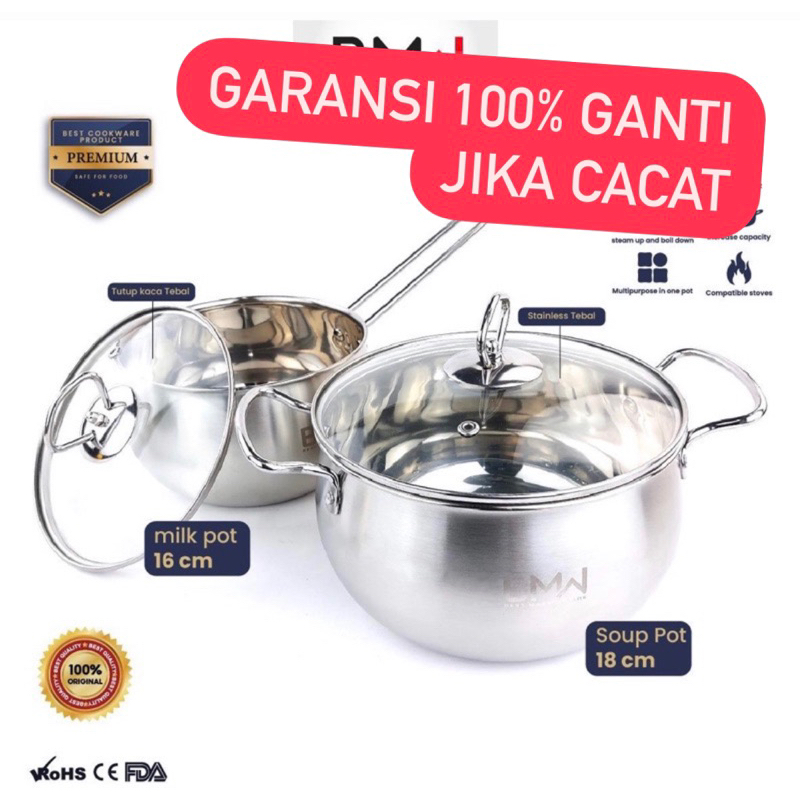 Jual Panci Set Santaria Rebus Sup Isi 2 Stainless Sauce Pan Milk Pot ...