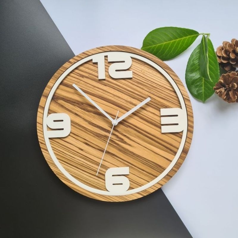 Jual jam dinding minimalis modern/ jam dinding kayu jati | Shopee Indonesia