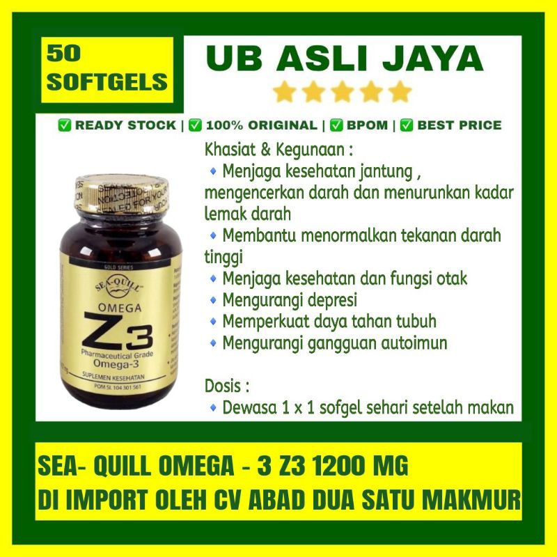 Jual Sea Quill Omega 3 Z3 50 Softgels Original | Shopee Indonesia
