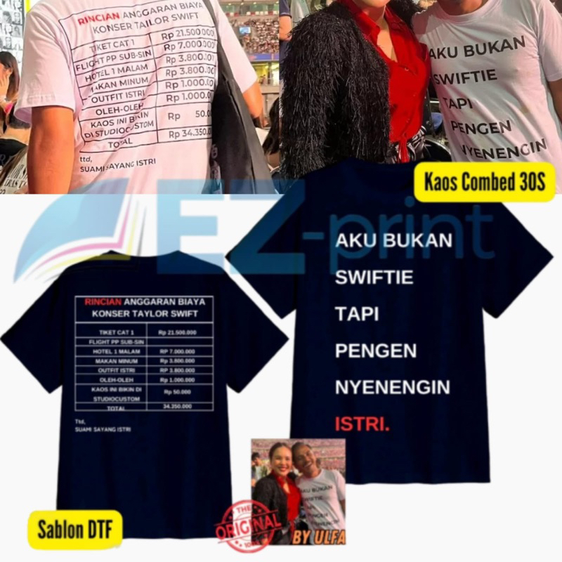 Jual TSHIRT KAOS VIRAL AKU BUKAN SWIFTIE TAPI PENGEN NYENENGIN ISTRI ...