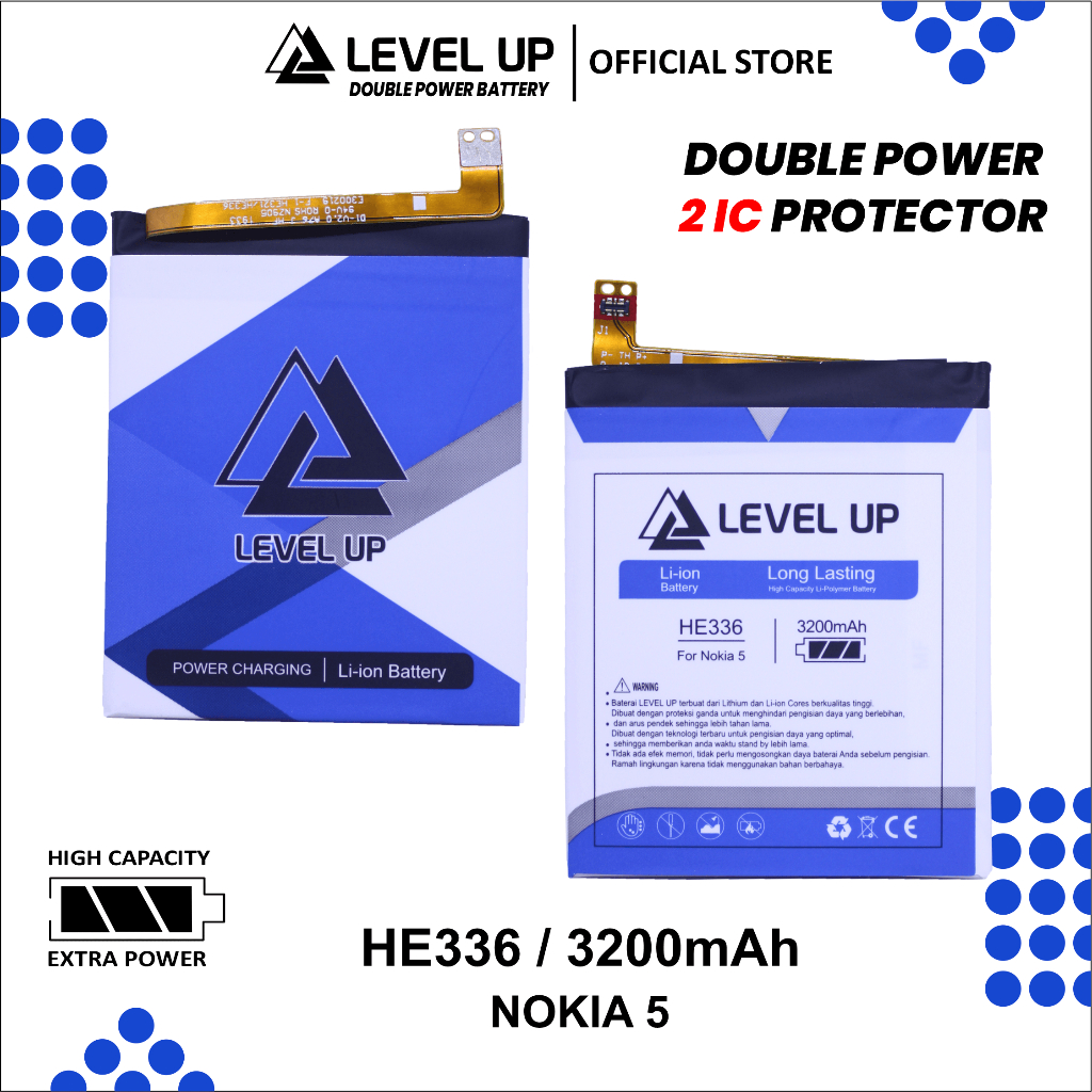 Jual LEVEL UP Baterai Nokia 5 HE336 Double Power | Shopee Indonesia
