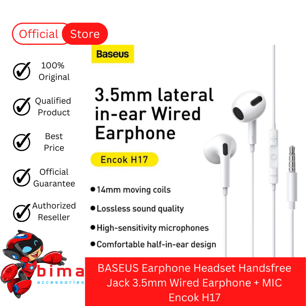Jual BASEUS Earphone Headset Handsfree Jack Audio 3.5mm with MIC ...