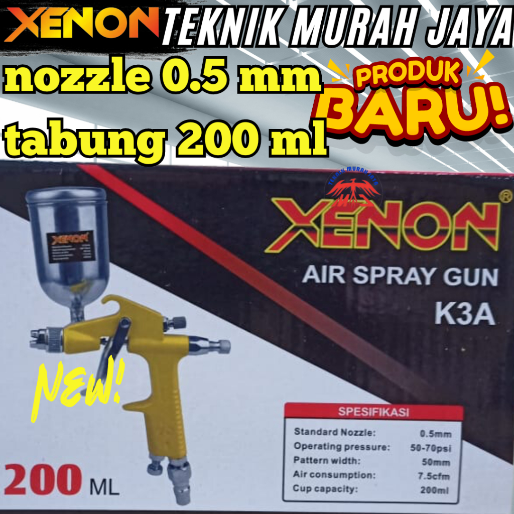Jual XENON K3A Spray Gun Angin Kompresor Semprot Nozel 0,5mm Tabung ...