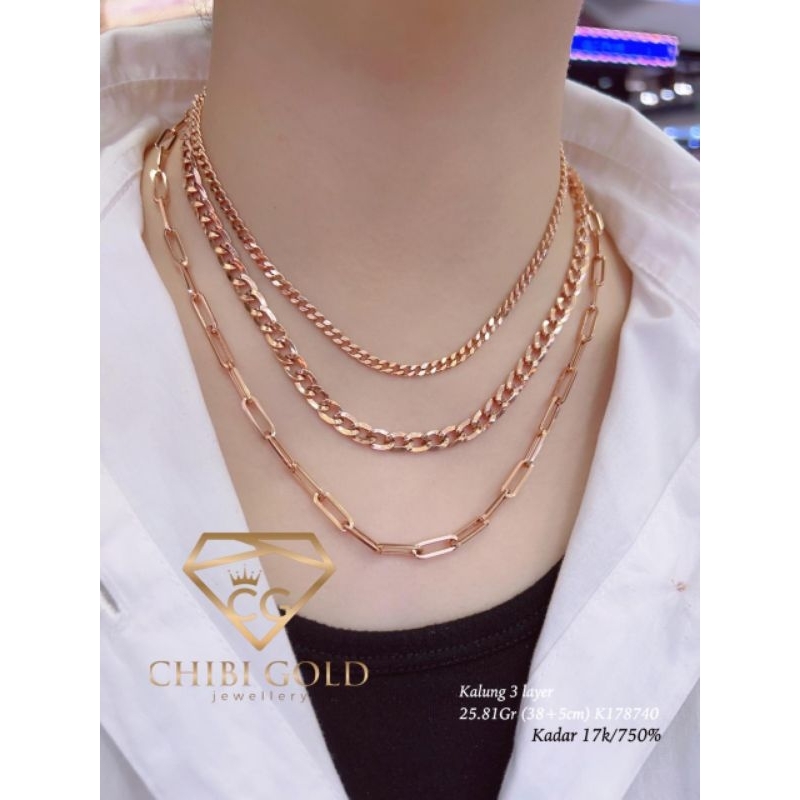 Jual CHIBI GOLD - Kalung emas 3 layer emas 750 kadar 17k K178740 ...