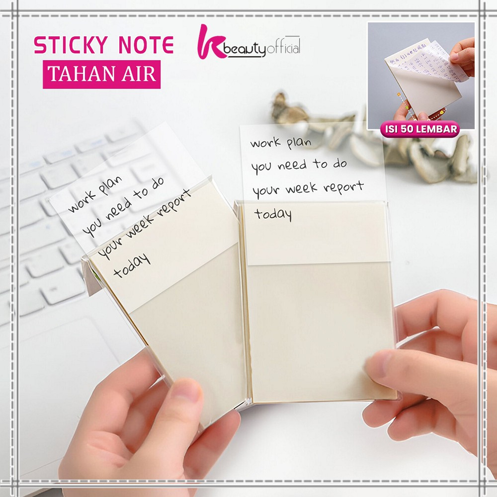 Jual KB-A87 Sticky Note Transparan Isi 50 Lembar Waterproof Serbaguna ...