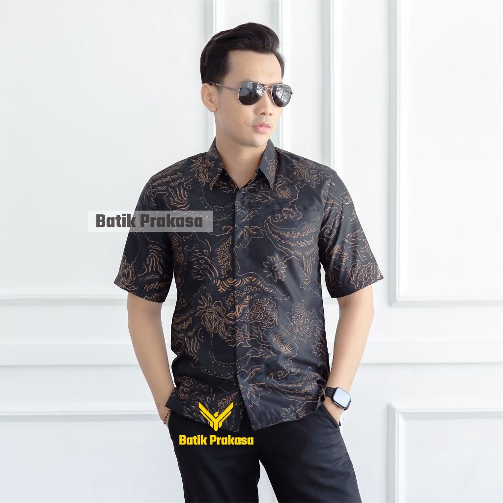 Jual Kemeja Batik Prakasa Motif Yudhistira Slimfit Lengan Pendek Batik ...