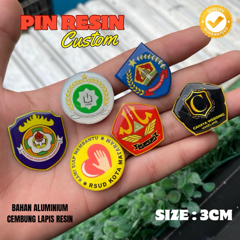 Jual Pin Resin Aluminium Custom Nama Logo Foto Pin Bros Aksesoris 3cm | Shopee Indonesia