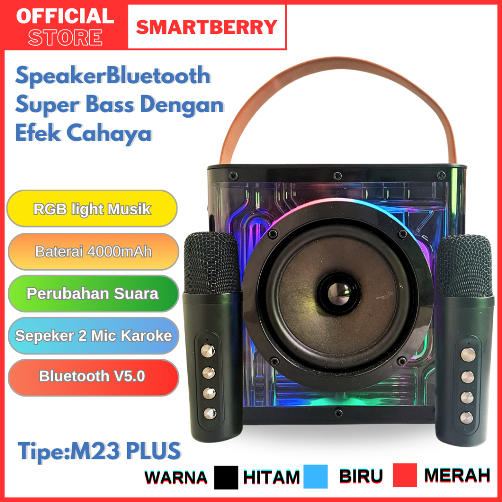 Jual Smartberry M23 PLUS RGB speaker bluetooth karaoke set lengkap ...
