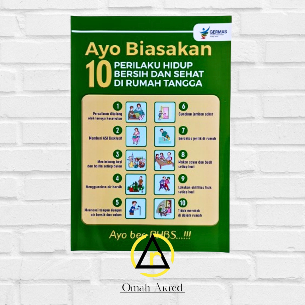 Jual Poster Ayo Biasakan PHBS Rumah Tangga - 10 Perilaku Bersih dan ...