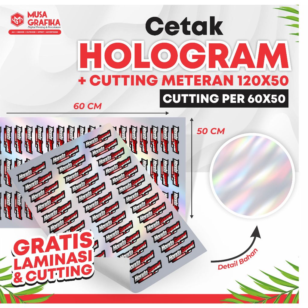Jual CETAK STIKER HOLOGRAM METERAN 120X50 - FREE CUTTING PUTUS ...