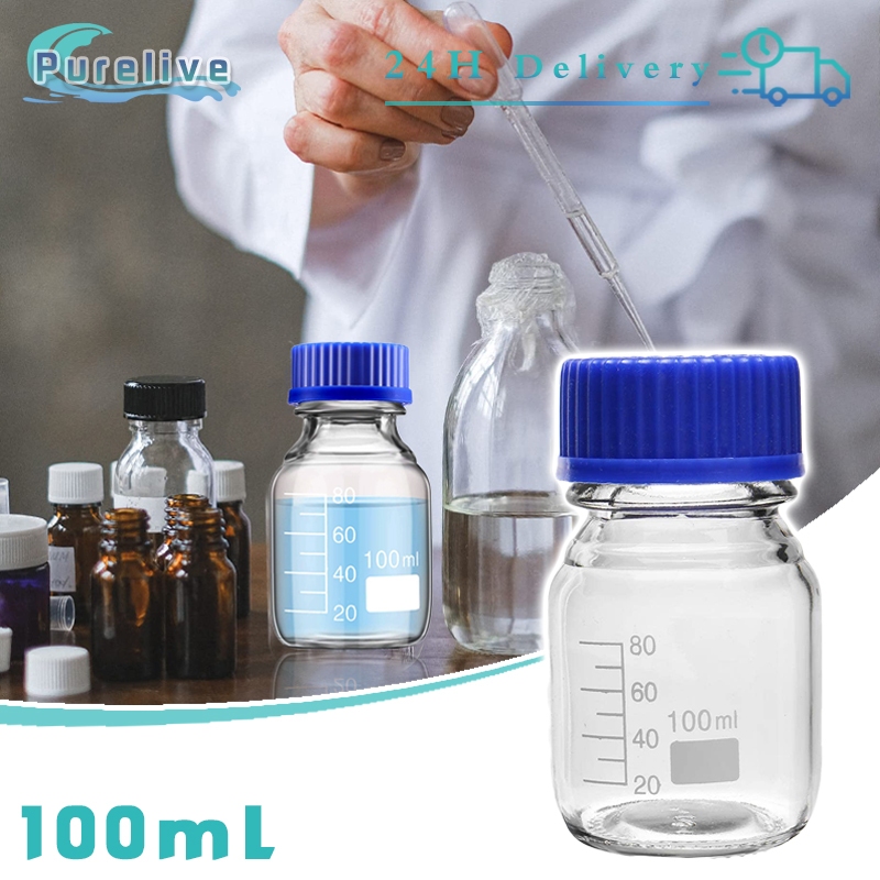 Jual 100ml Clear Botol Laboratory Reagent Bottle Borosilicate Bening ...