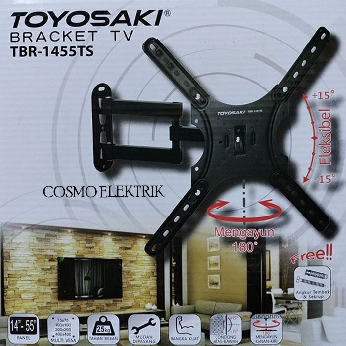 Jual Bracket / Breket Wall TV LED LCD TOYOSAKI 1455TS Swivel 14 32 43 ...